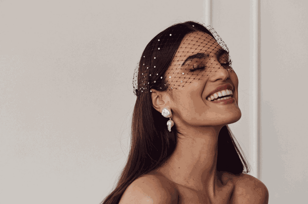 Luxury Designer Thalia Perl Gold Earrings by Christie Nicolaides